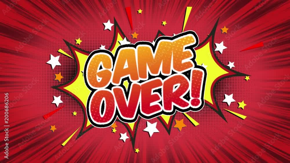 Game over Word Retro Cartoon Comic Bubbles Popup Style Expressions ...