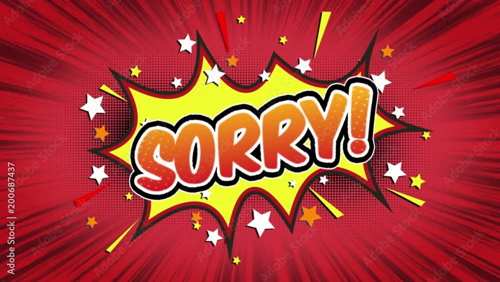 Sorry Word Retro Cartoon Comic Bubbles Popup Style Expressions Colored ...