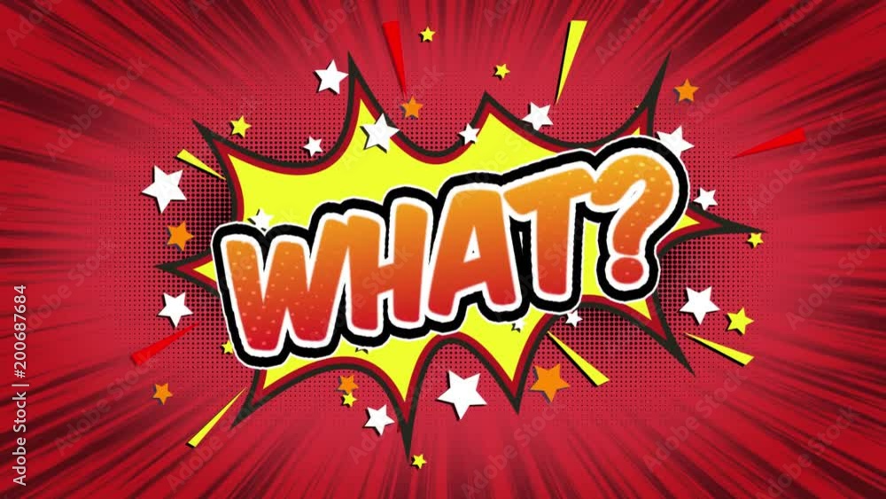 what? Word Retro Cartoon Comic Bubbles Popup Style Expressions Colored ...