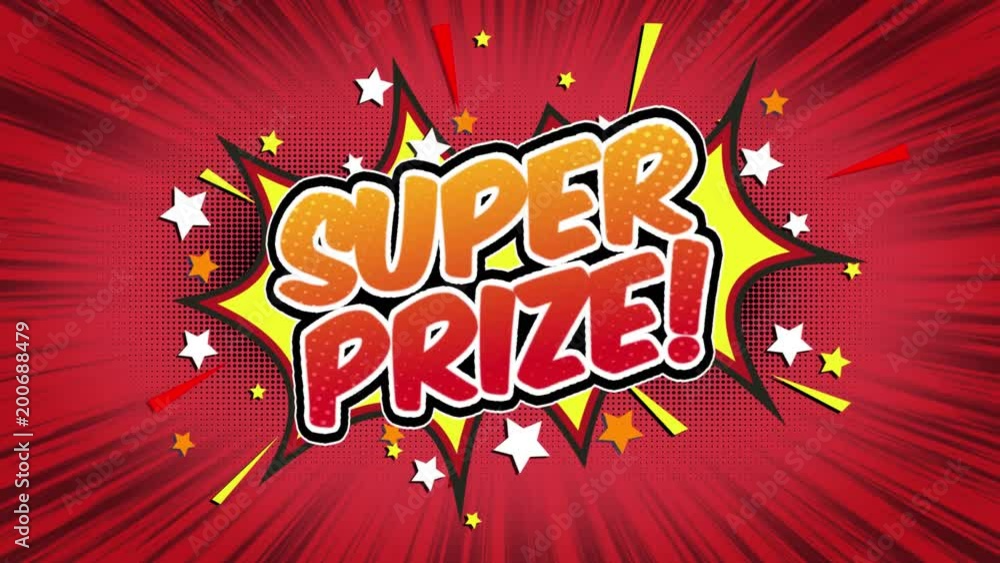 Super Prize Word Retro Cartoon Comic Bubbles Popup Style Expressions ...