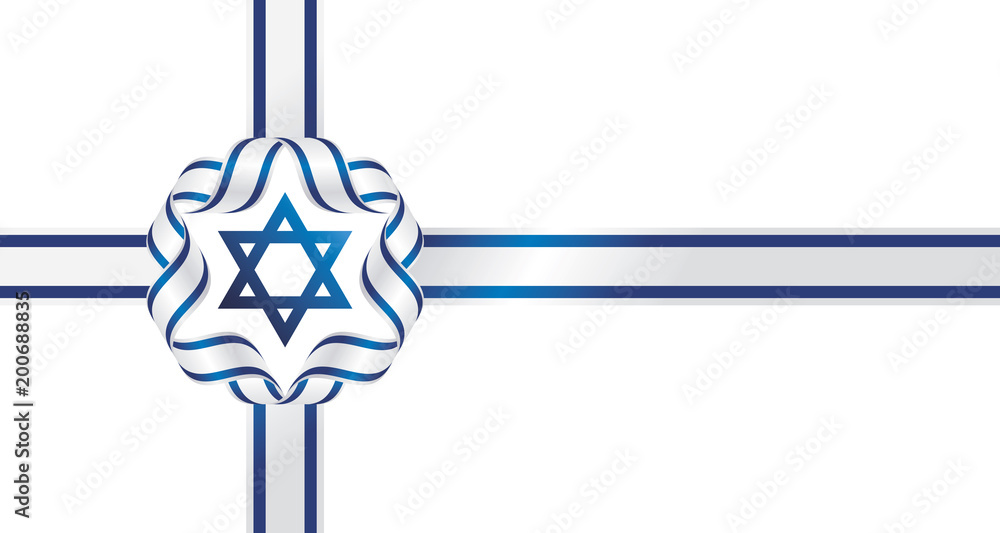 Israel flag ribbon isolated symbol emblem gift bow white background ...