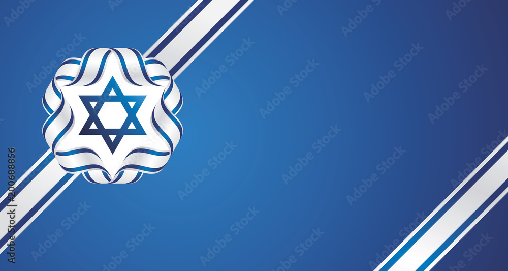 Israel flag ribbon symbol emblem diagonal gift bow white blue ...