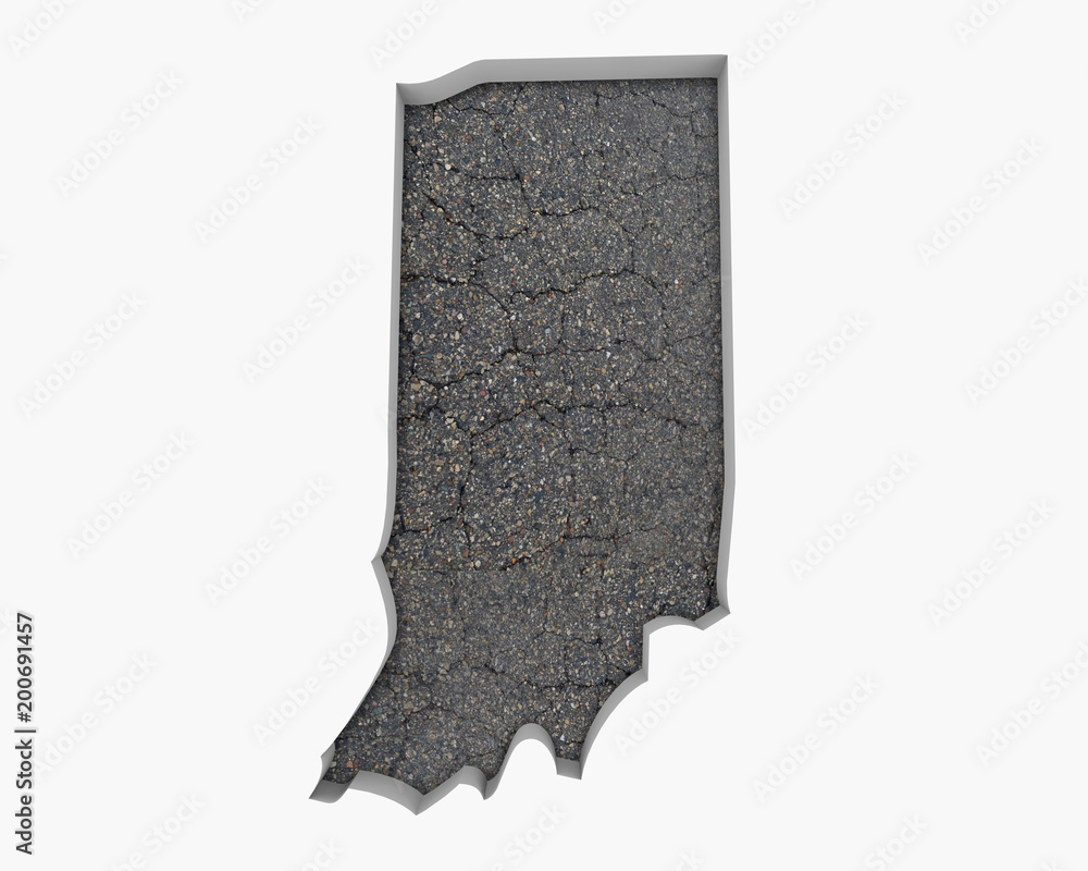Indiana IN Road Map Pavement Construction Infrastructure 3d ...