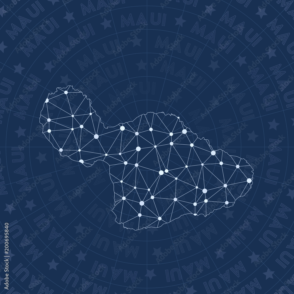 Maui network, constellation style island map. Creative space style ...
