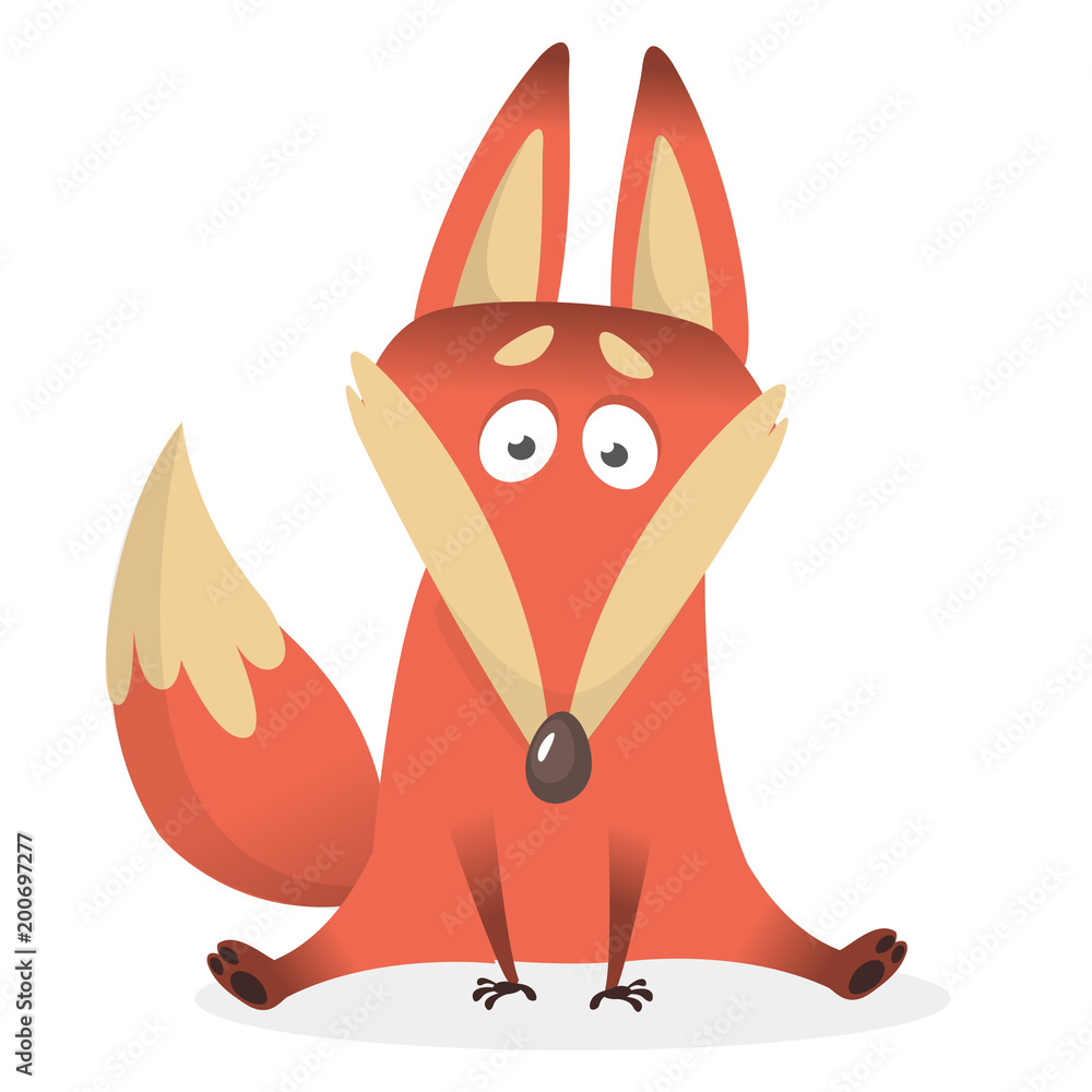 Cartoon red fox character, vector illustration, isolated on white ...