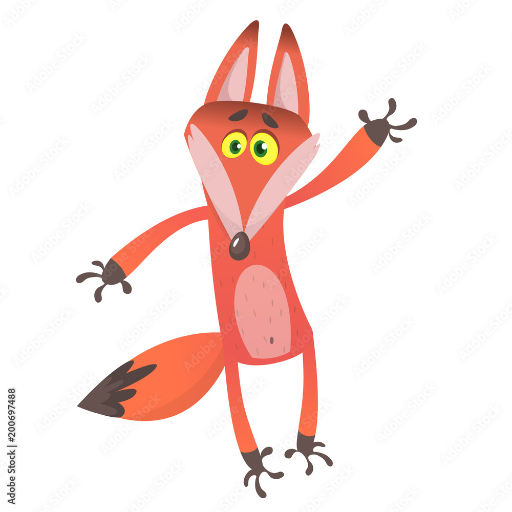 Cartoon red fox character, vector illustration, isolated on white ...