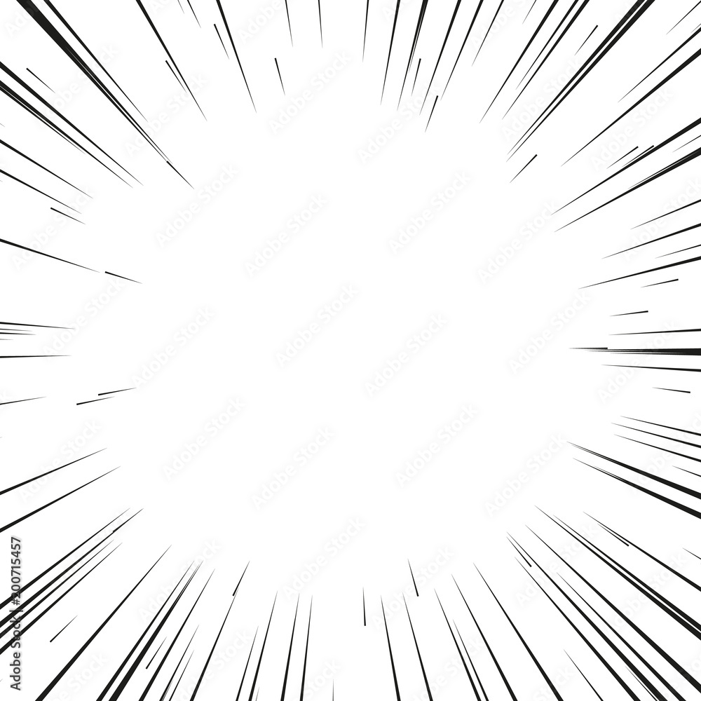 Radial lines for comic books isolated on white background. Comic action ...