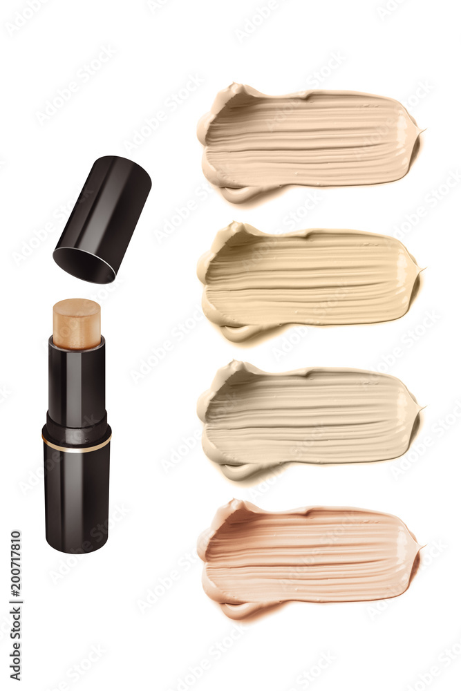 Light beige color solid concealer and four high resolution sample ...