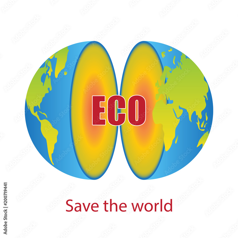 Planet Earth in cross section.Earth divided in half between the 2 parts ...