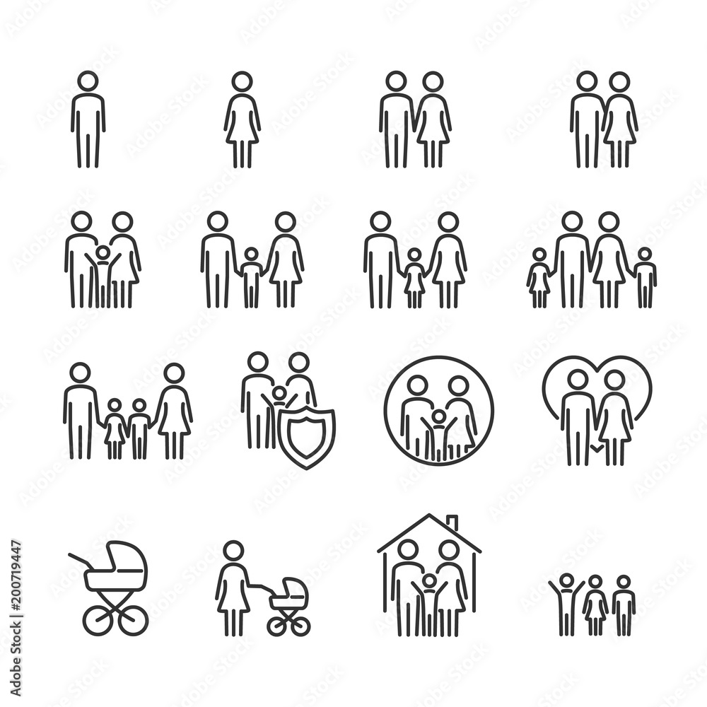 Vector image set of family line icons. Stock Vector | Adobe Stock