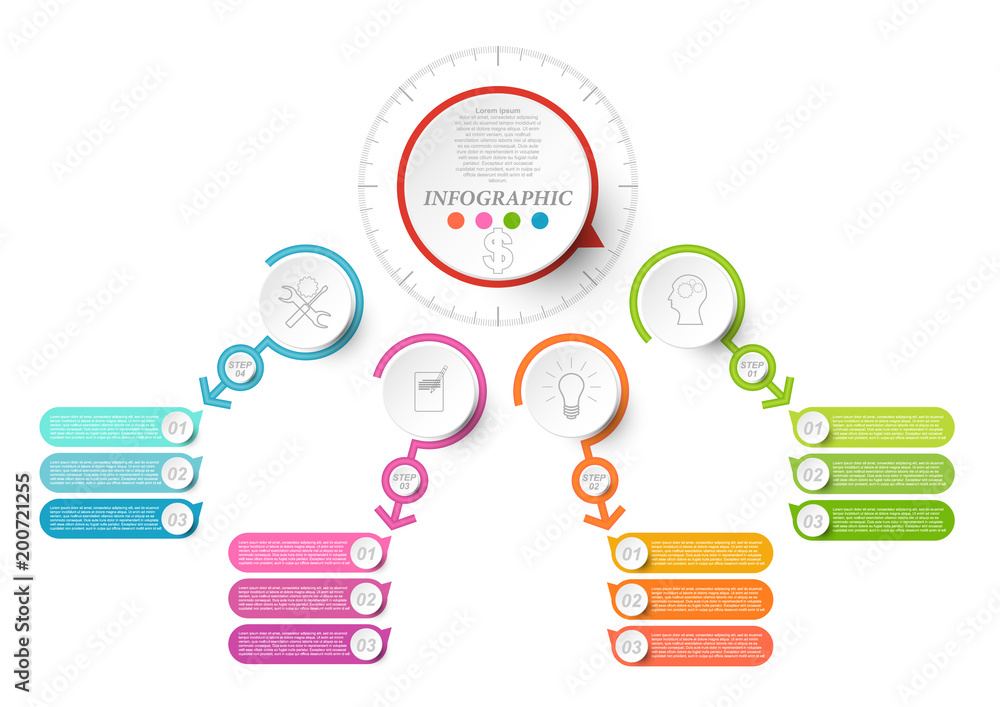 Business data visualization. Process chart and abstract elements of ...