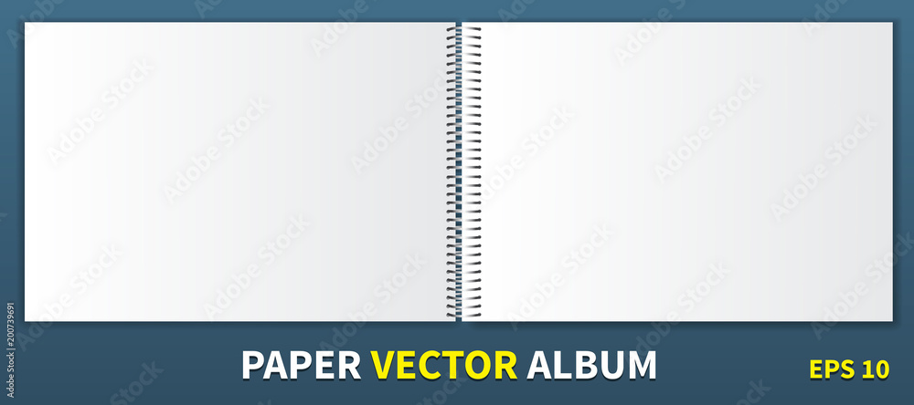 Paper album with a metal spiral in the center. Horizontal Blank Cover ...