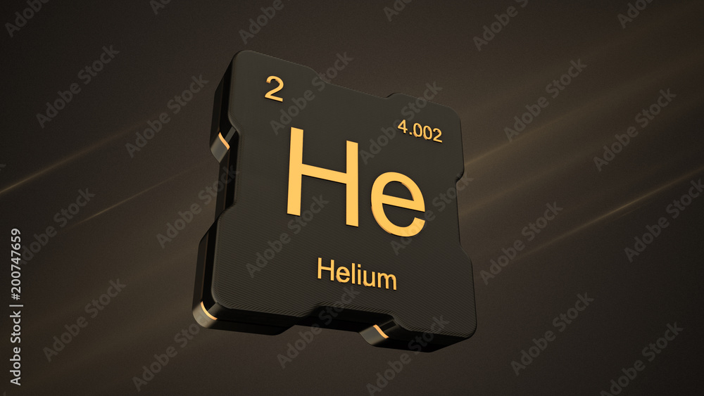 Helium element number 2 from the periodic table on futuristic black ...