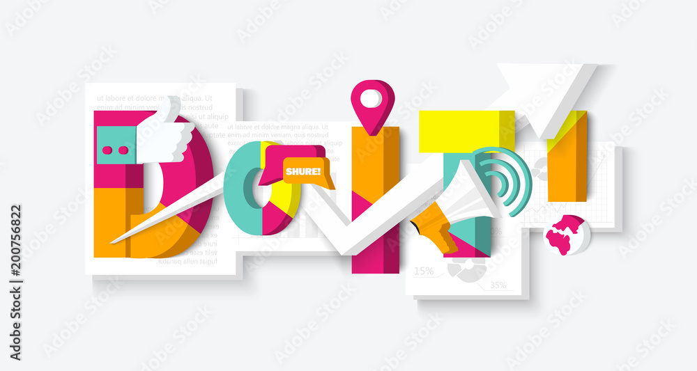 Do It text inscription in modern typography. Colorful geometric style ...