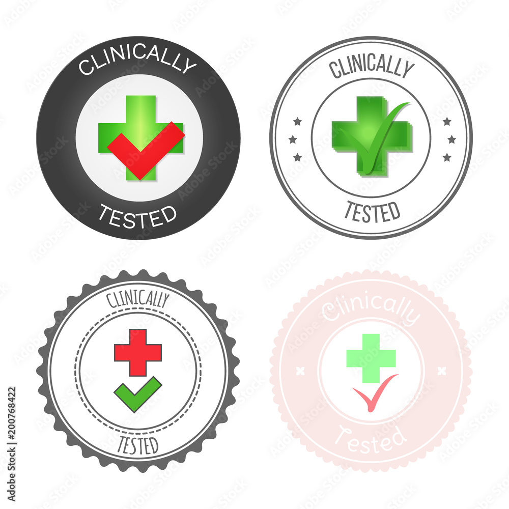 Round stamp for approved and tested product, medicine and services ...