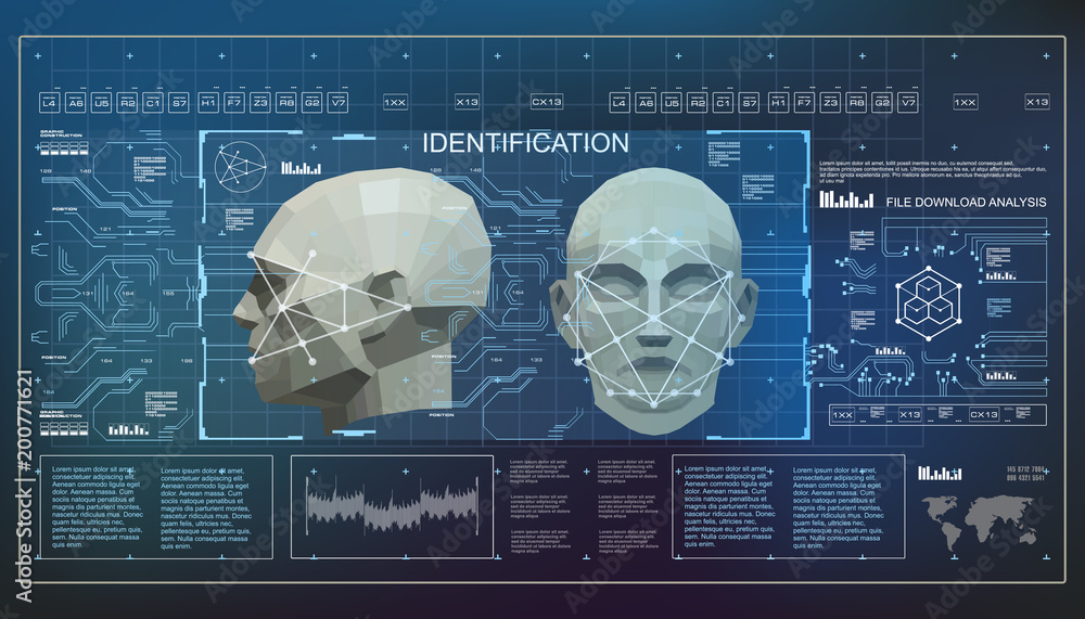 Concept of face scanning accurate facial recognition biometric ...