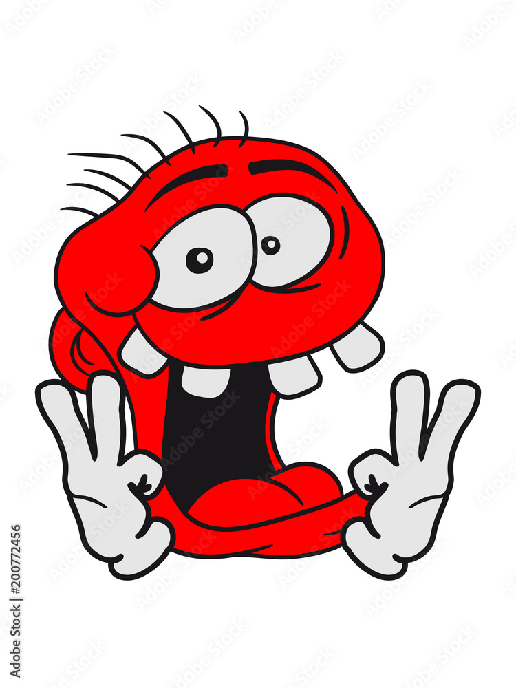 hände peace victory handzeichen gewinner kopf lachen gesicht verrückt ...