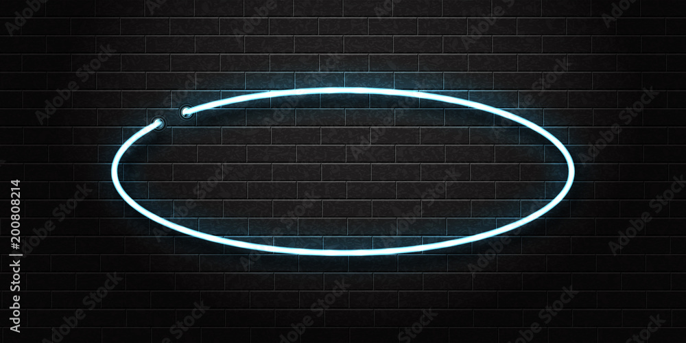 Vector realistic isolated neon sign of frame with oval shape for ...