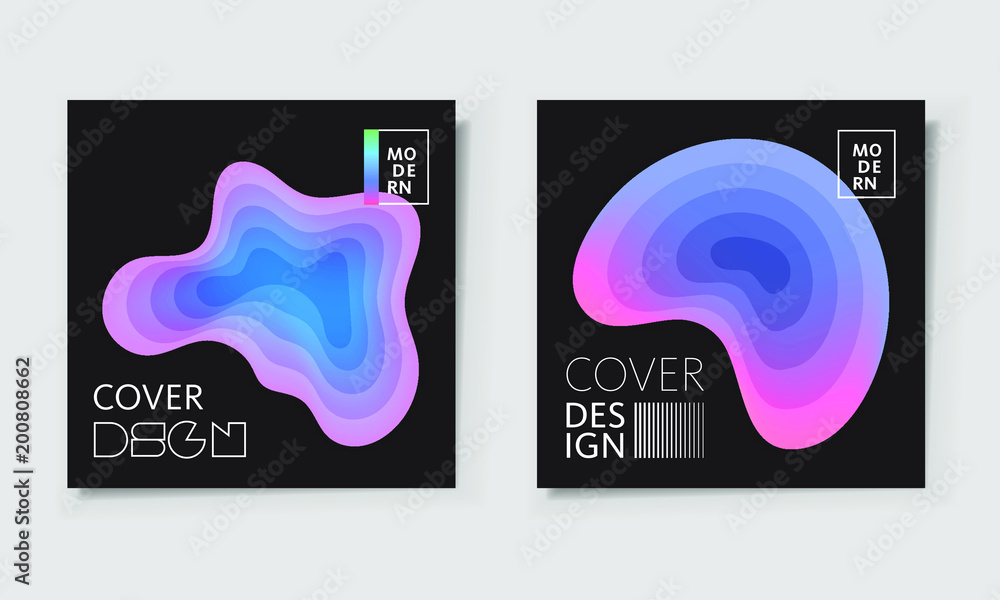 Paper cut covers with colorful layers on black background. Abstract 3d ...