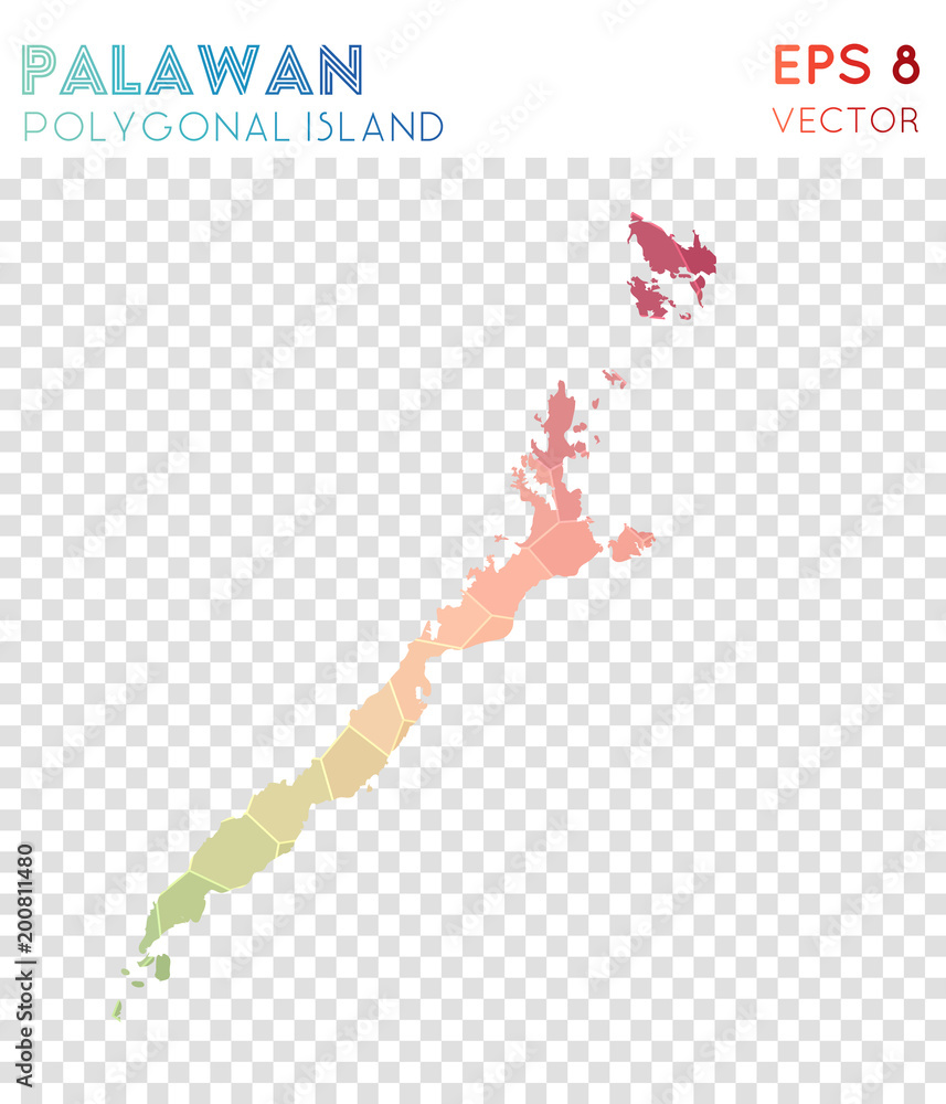 Palawan polygonal map, mosaic style island. Extra low poly style ...