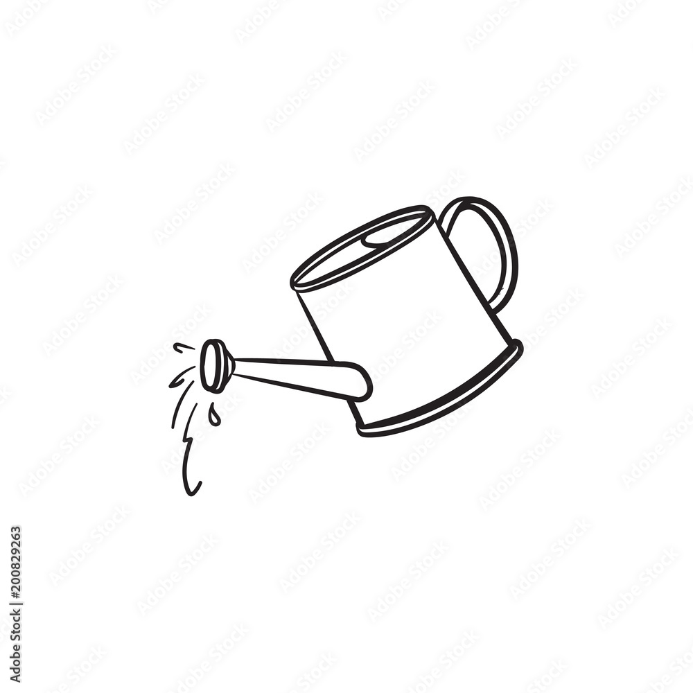 Watering can hand drawn outline doodle icon. Pouring watering can ...