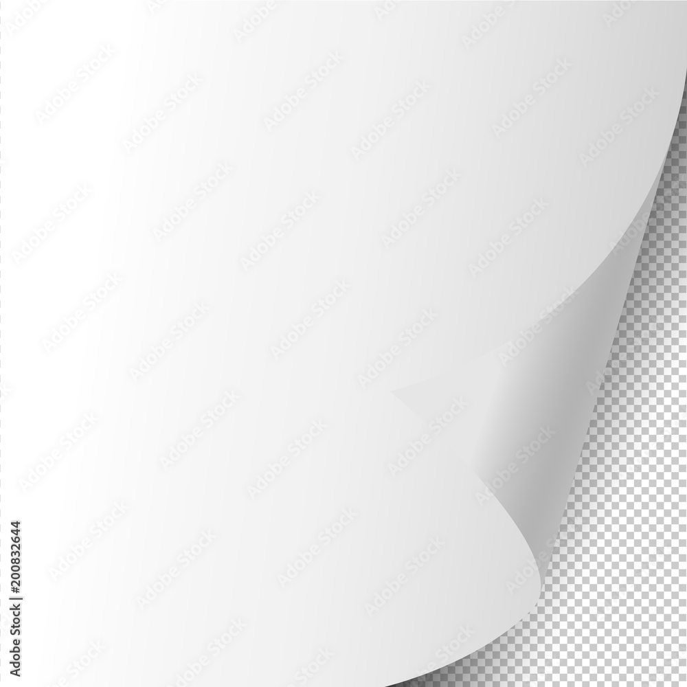 Vector of curled corner paper with shadow on transparent background ...