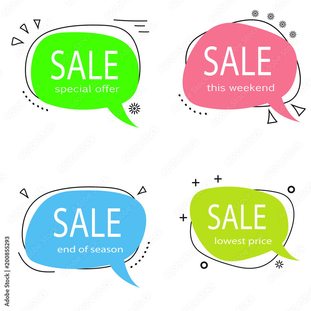 Collection of modern design sale labels, speech bubbles, price tags ...