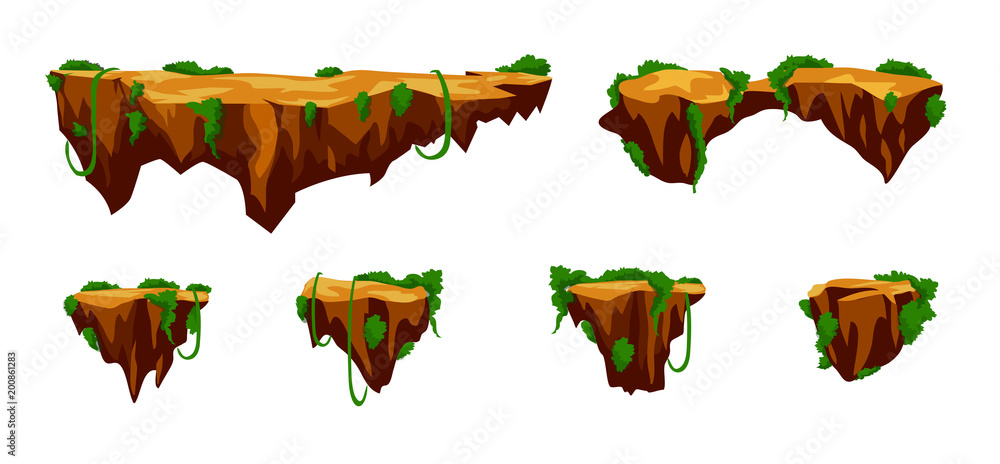 Game Platforms set, rock, Illustration isolated on white background ...