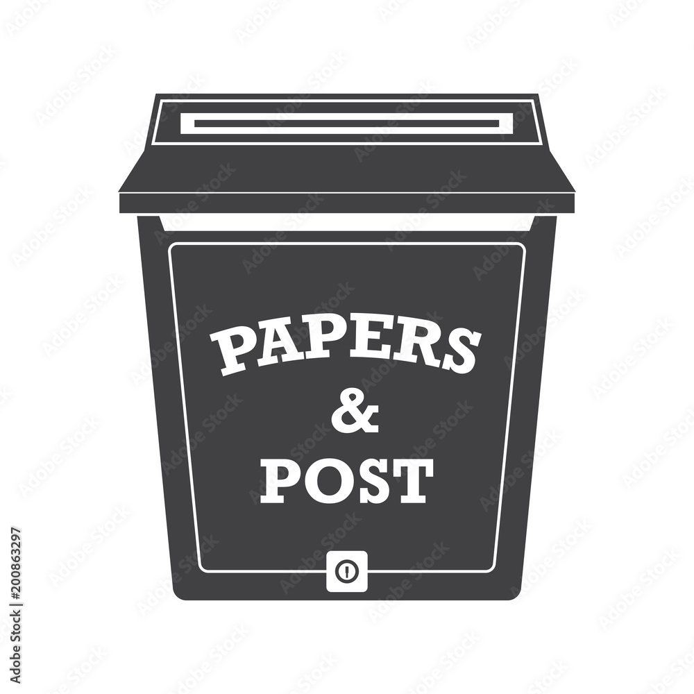 Modern letter box for mail letters outline illustration. Vintage ...