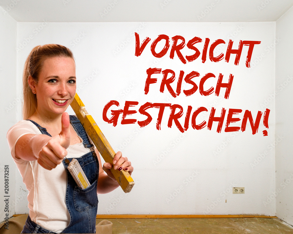 Vorsicht frisch gestrichen Stock-Foto | Adobe Stock