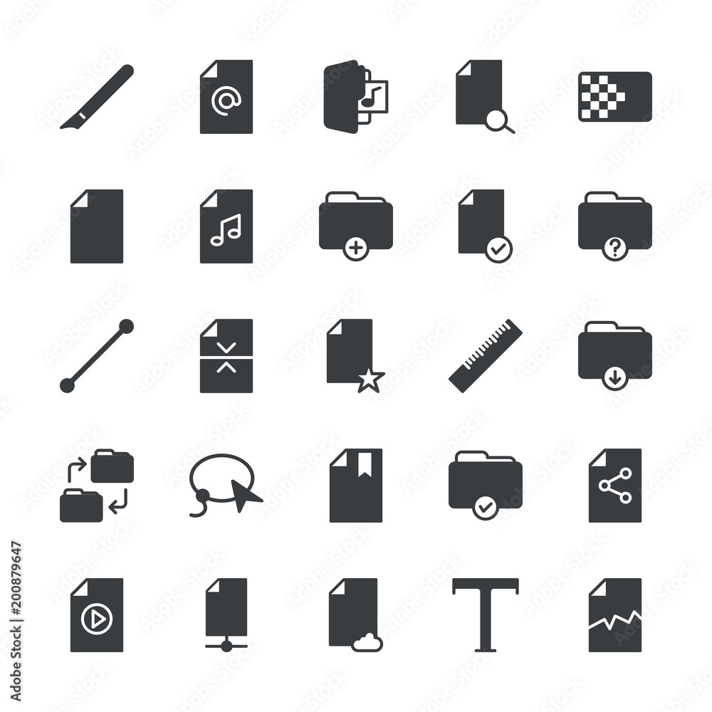 Modern Simple Set of folder, files, design Vector fill Icons ...