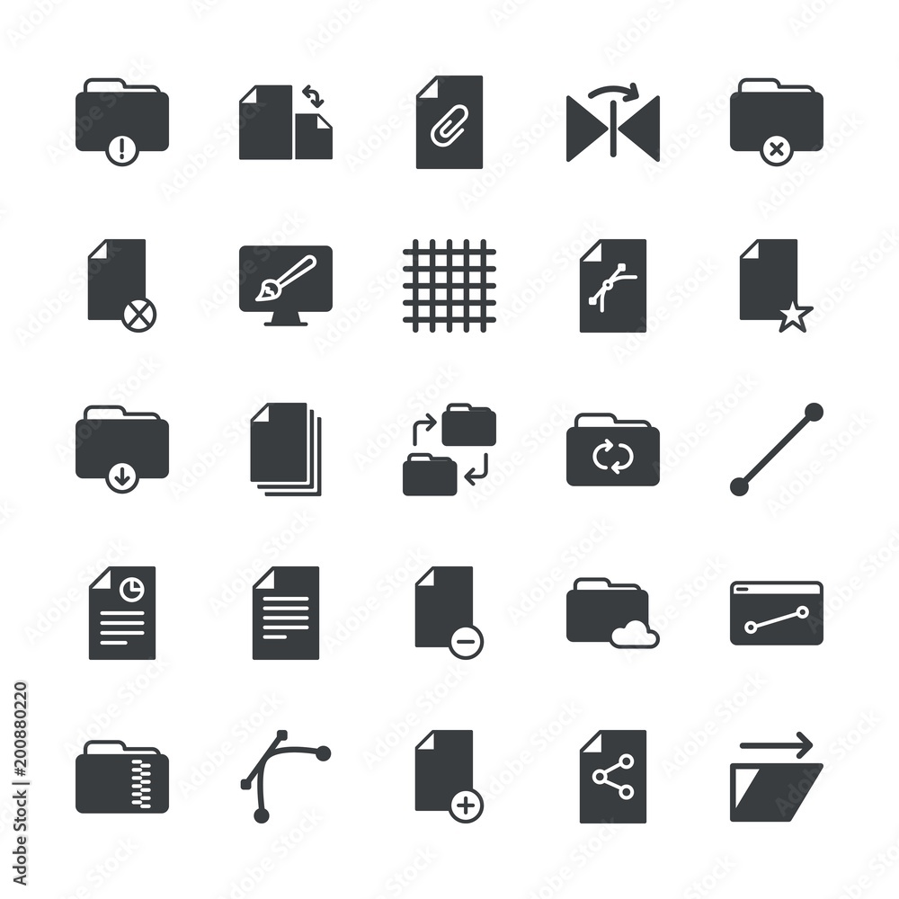 Modern Simple Set of folder, files, design Vector fill Icons ...