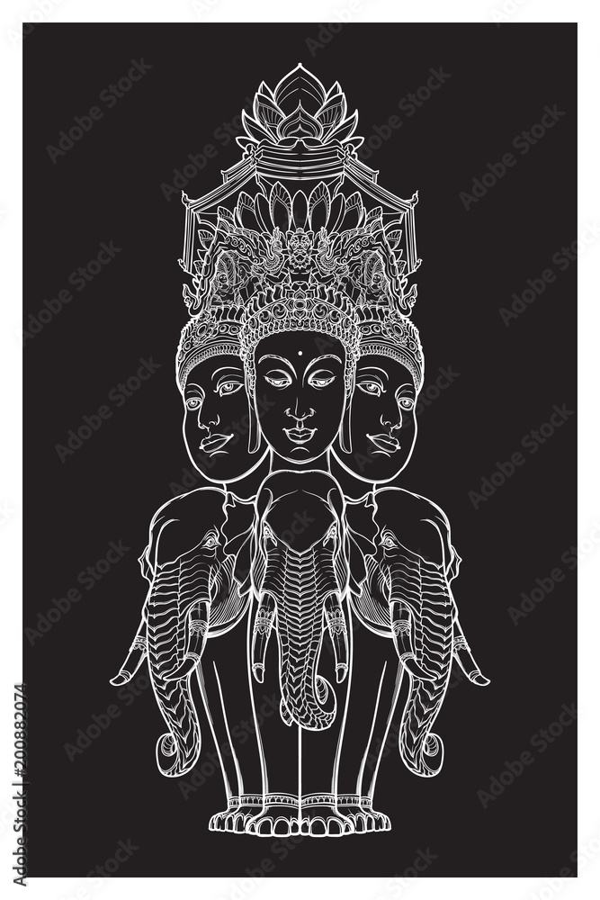 Statue representing Trimurti - trinity of Hindu gods Brahma, Vishnu and ...