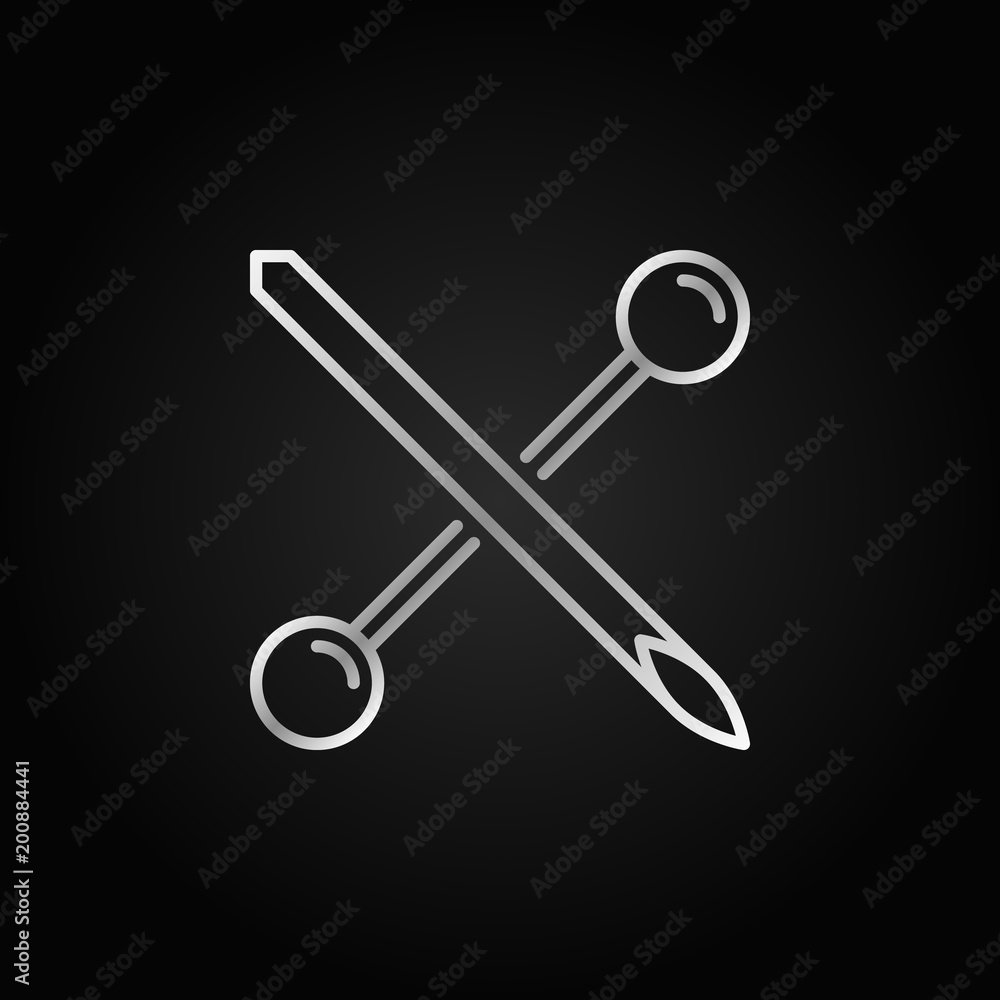 Piercing barbell with needle outline vector silver icon or logo Stock ...