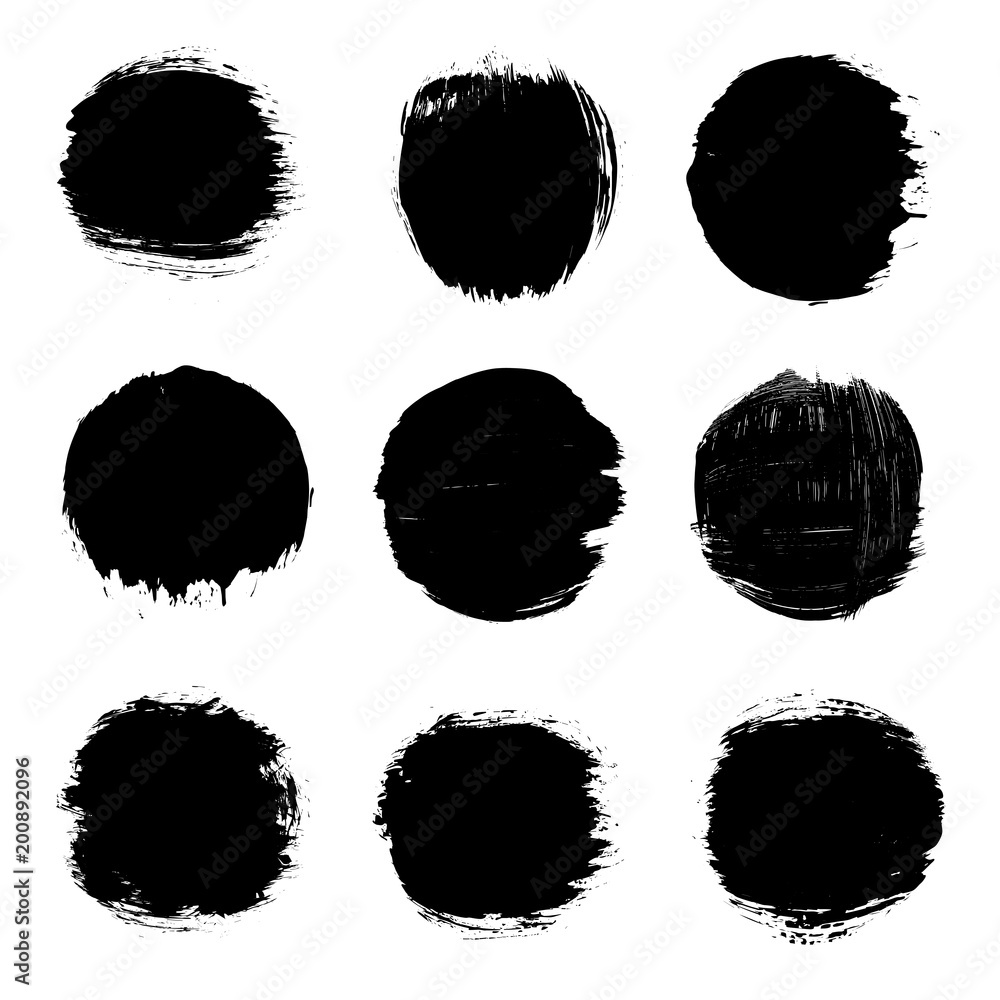 Grunge vector stamps, round spots, grunge design elements, circle paint ...