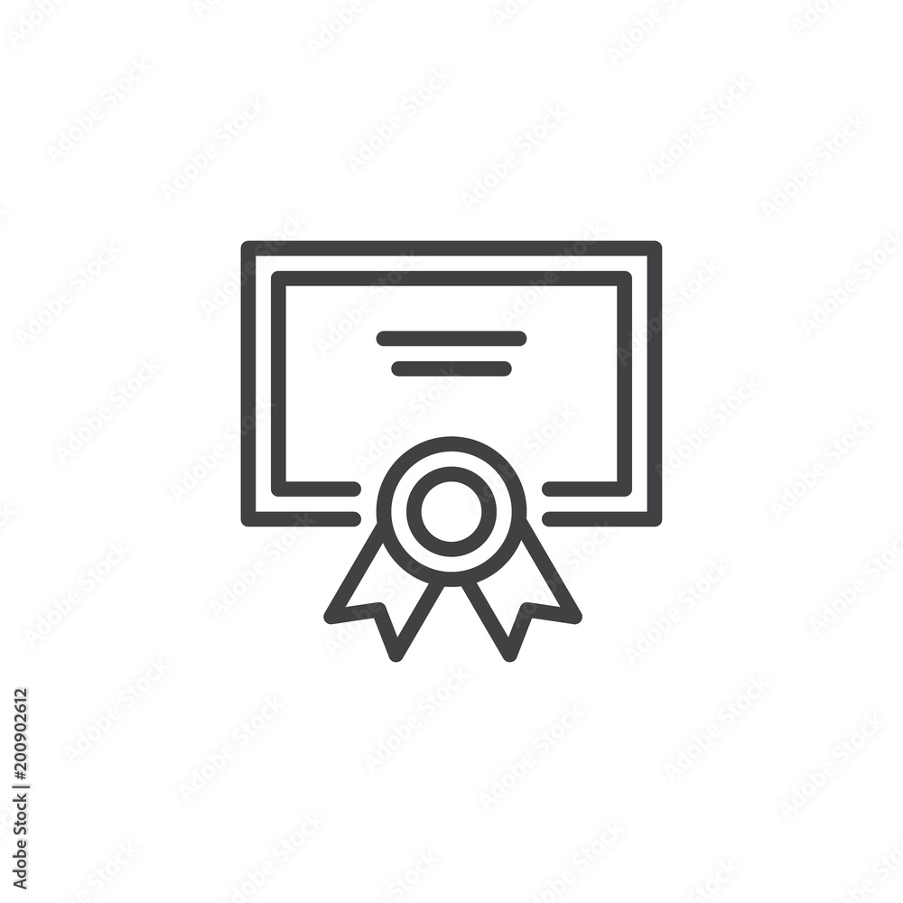 Qualification Certificate outline icon. linear style sign for mobile ...