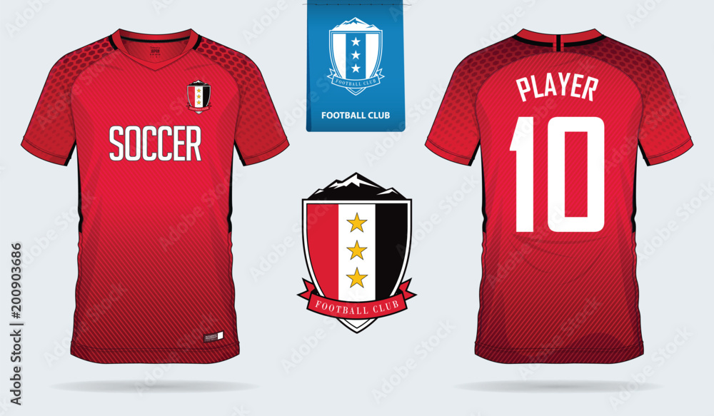 Red Soccer jersey, football kit, t-shirt sport, short, sock template ...