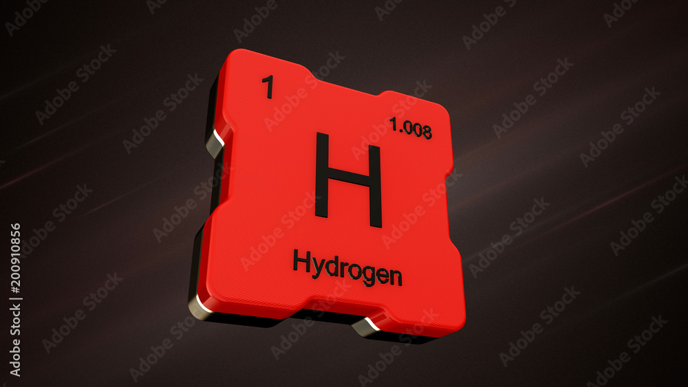 Hydrogen element number 3 from the periodic table on futuristic red ...