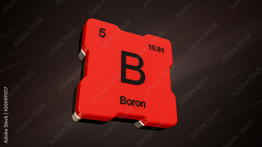 Boron element number 3 from the periodic table on futuristic red icon ...