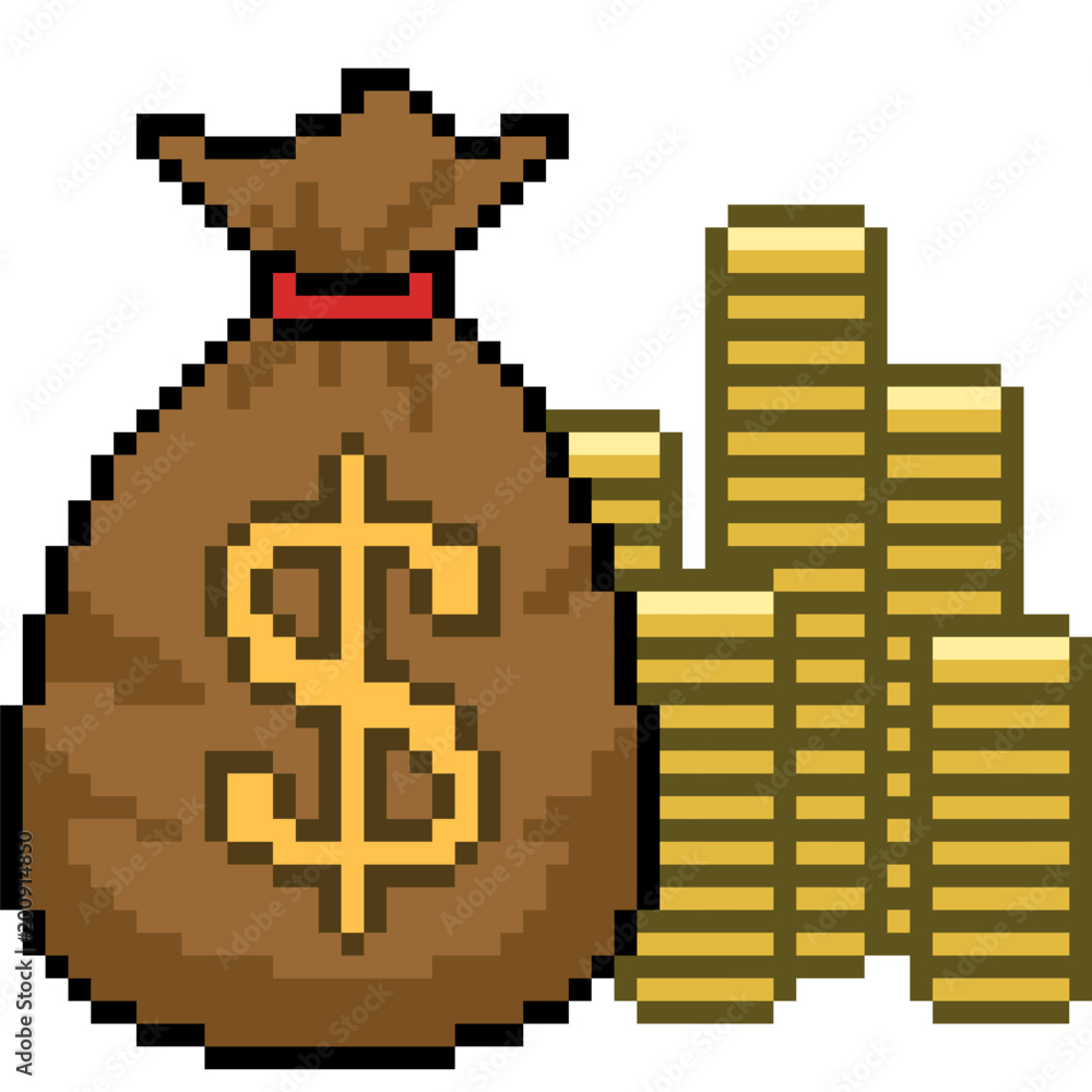 Vector Pixel Art Money Gold Rich Stock Vektorgrafik Adobe Stock