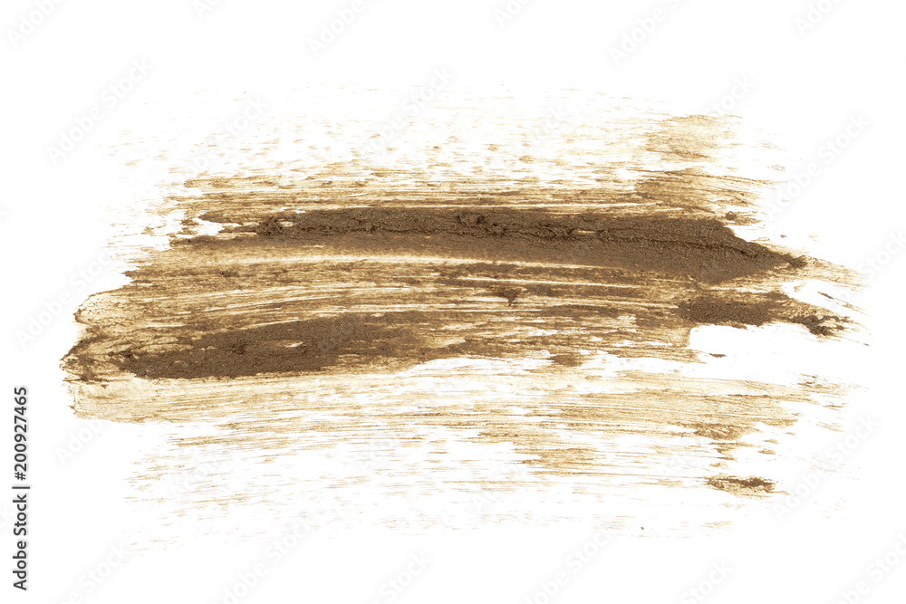 drops of mud sprayed isolated on white background, with clipping path ...