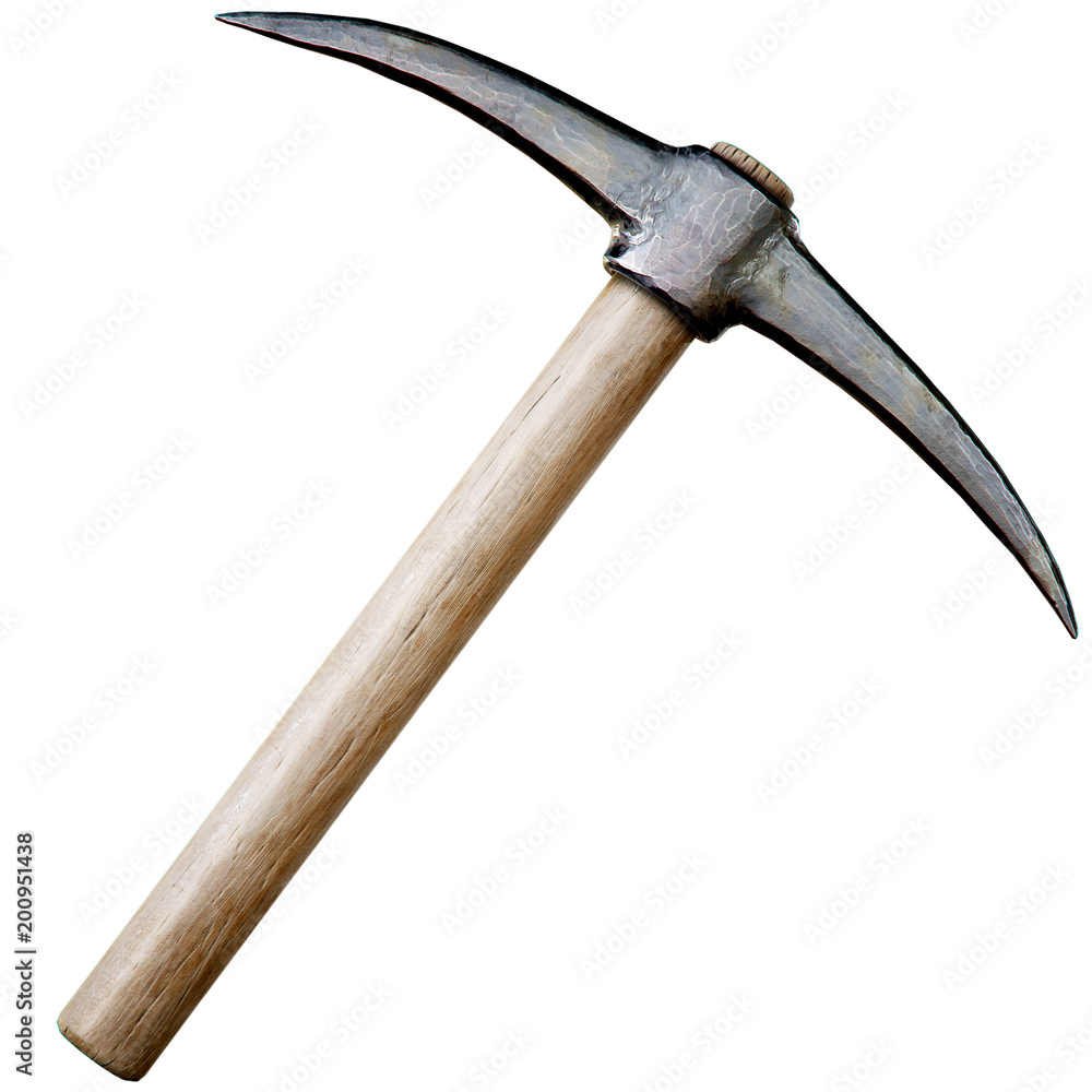 pickaxe vintage isolated on white background. 3d illustration. Stock ...