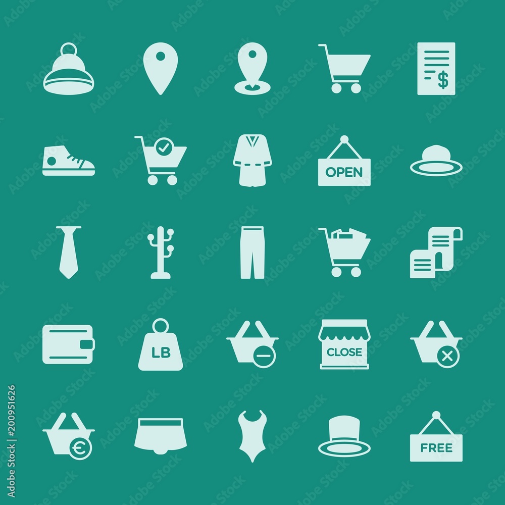Modern Simple Set of clothes, shopping Vector fill Icons. ..Contains ...