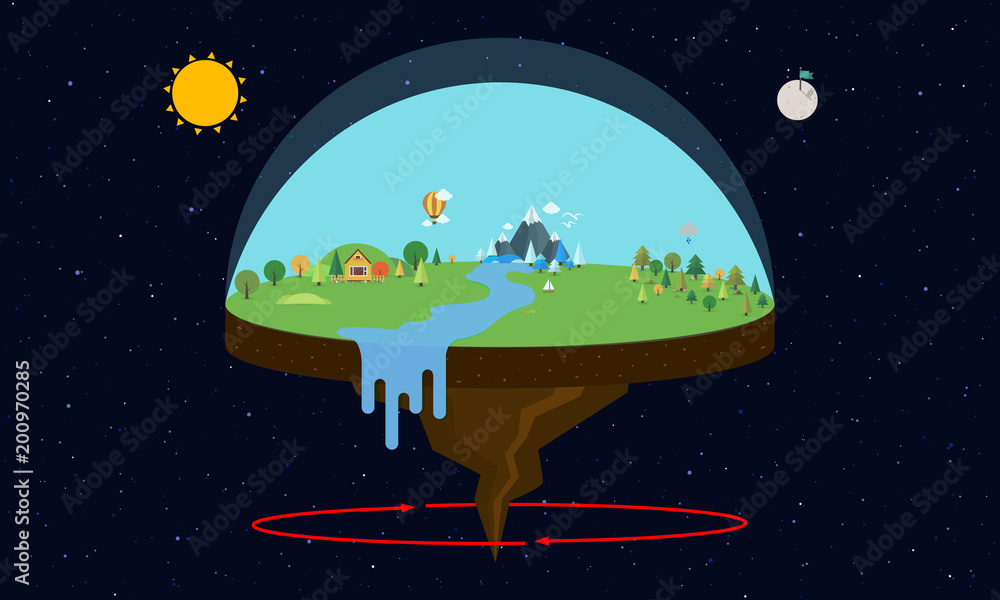 Theory of Flat Earth Stock Vector | Adobe Stock