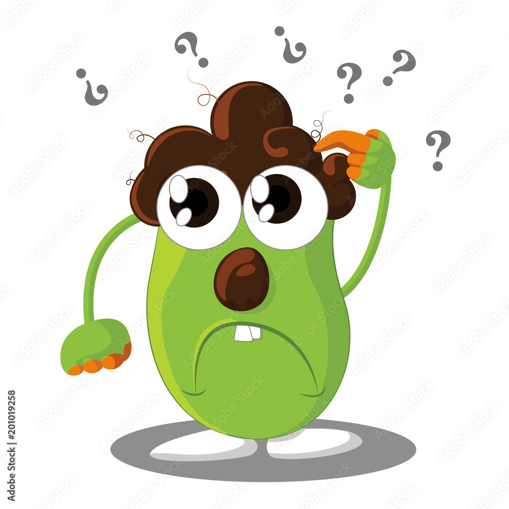 Confused cartoon character with question marks above his head - Vector ...