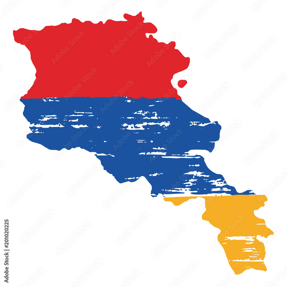 Armenia Flag & Map Vector Hand Painted with Rounded Brush Stock Vector ...