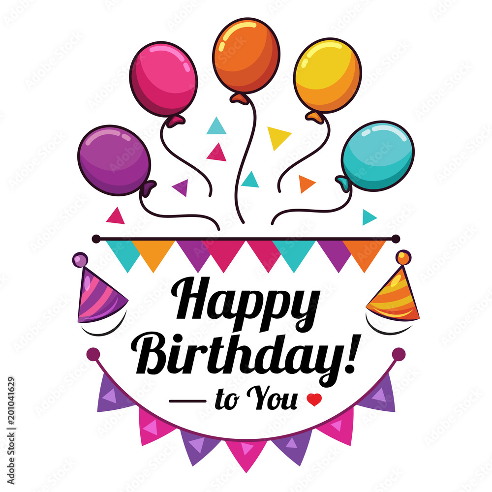 Happy birthday background with colorful decoration Stock-Vektorgrafik | Adobe Stock