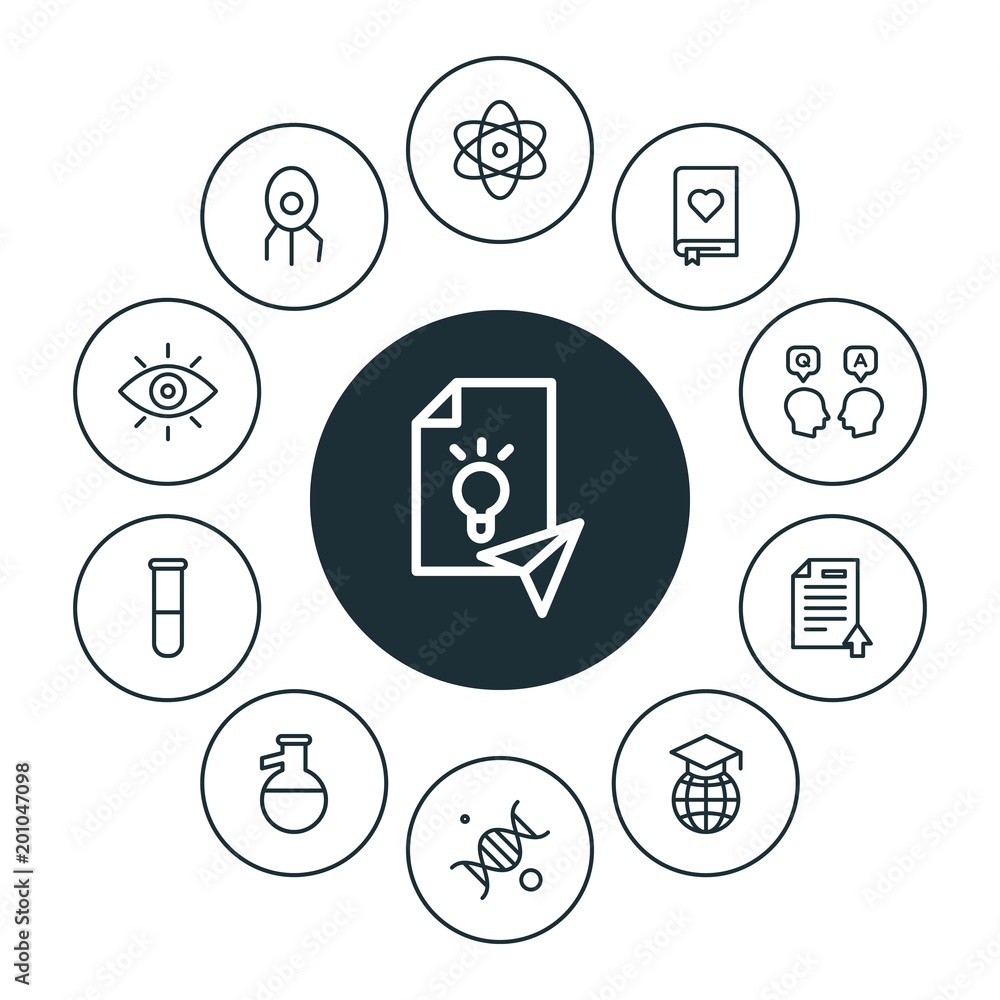 science, education Infographic Circle outline Icons Set. Contains such ...