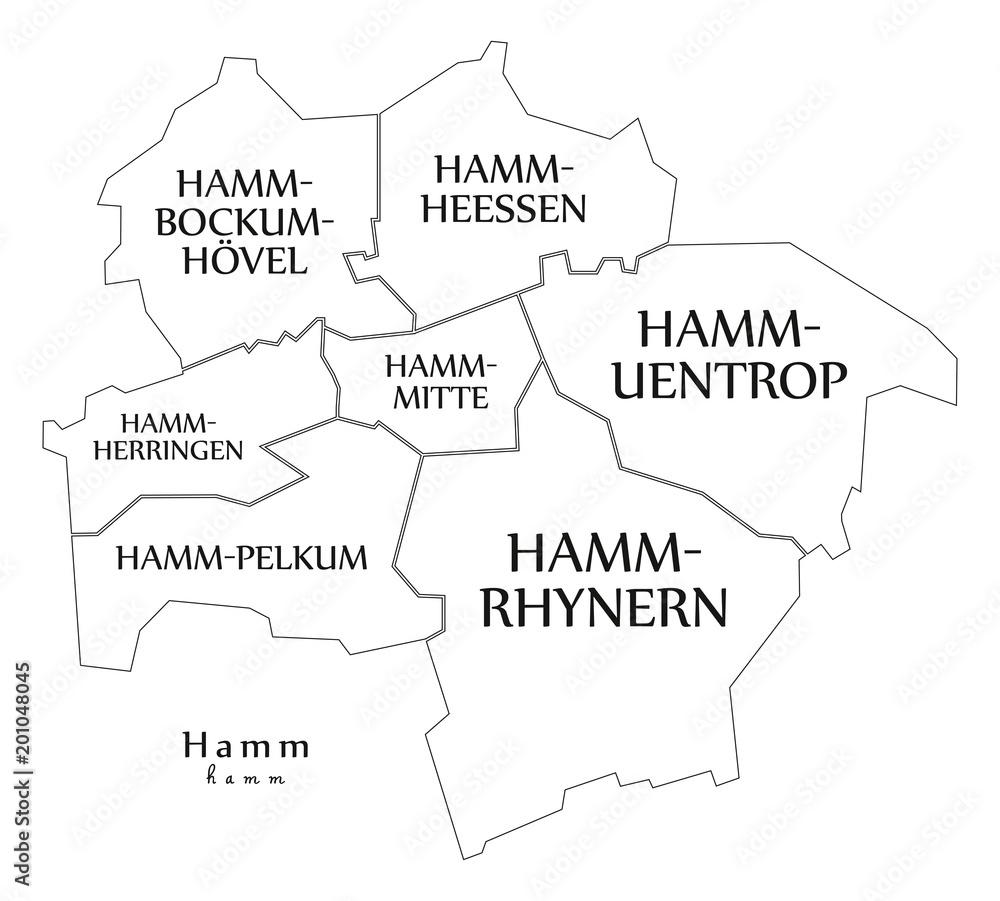 Poster, Foto Modern City Map - Hamm city of Germany with boroughs and ...