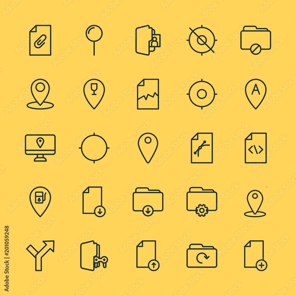 Modern Simple Set of location, folder, files Vector outline Icons ...